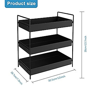 YIKEDZSW 3 Tier Bathroom Countertop Organizer, Black Bathroom Counter Organizer Storage, Counter Standing Rack Cosmetic Organizer Holder