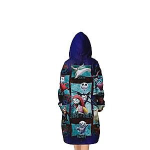 Christmas Blanket Hoodie Women Plus Size,Warm Soft Halloween Wearable Blanket Adult Hoodie,Novelty Flannel Blanket Sweatshirt,with Pockets Pullover Pajamas for Teens 5'5"-5'11"