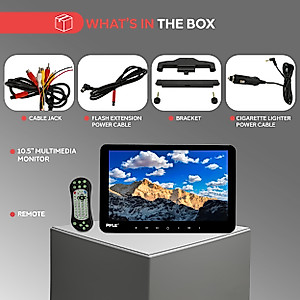 Pyle Universal Car Headrest Mount Monitor - 10.5 Inch Vehicle Multimedia CD DVD Player - Smart Audio Video Entertainment System w/HDMI & Hi-Res TV LCD Screen - includes Mounting Bracket -PLHRDVD103