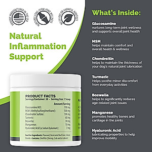 Dog Joint Support Supplement Powder - Energy & Mobility, Beef Flavor - Hip & Joint Supplement with Glucosamine - Inflammation Fighter for Dogs - Dog Supplements & Vitamins are 3rd-Party Quality Tested