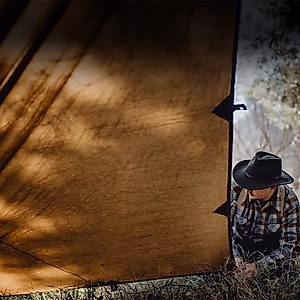 Bushcraftspain Waterproof Oilskin Tarp 8’ x 4’8’’- Brown Waxed Cotton Canvas Shelter for Survival, Bushcraft and Camping - Lightweight - Made in Spain