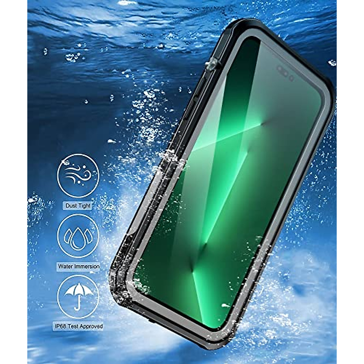 Menyadoo Designed for iPhone 14 Pro Waterproof Case - Full Body Protective Case Shockproof Dustproof Protection Phone Case with Built in Screen Protector for iPhone 14 Pro 6.1 inch Black