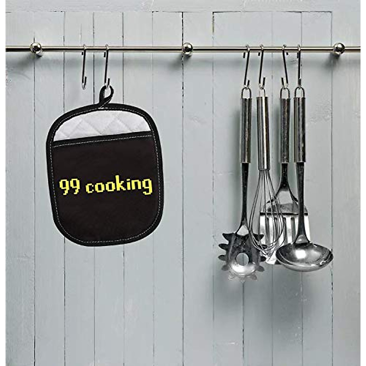 Funny Gamer Gift 99 Cooking Baking Oven Pads Pot Holder with Pocket Gaming Gift (99 Cooking)