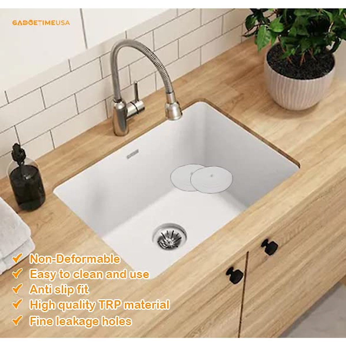 Gadgetime USA Suction Drain Cover Set - Shower Silicone Stopper for Kitchen, Bathtub, Sink & Laundry 2 Pack