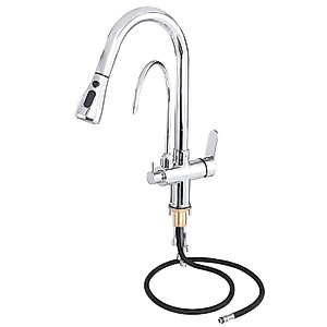 Aqur2020 G1/2 Modern 3 in 1 Filter Purifier Kitchen Faucet Double Handle PullOut Sink Hot Cold Water Tap Touch on Kitchen Sink Faucets