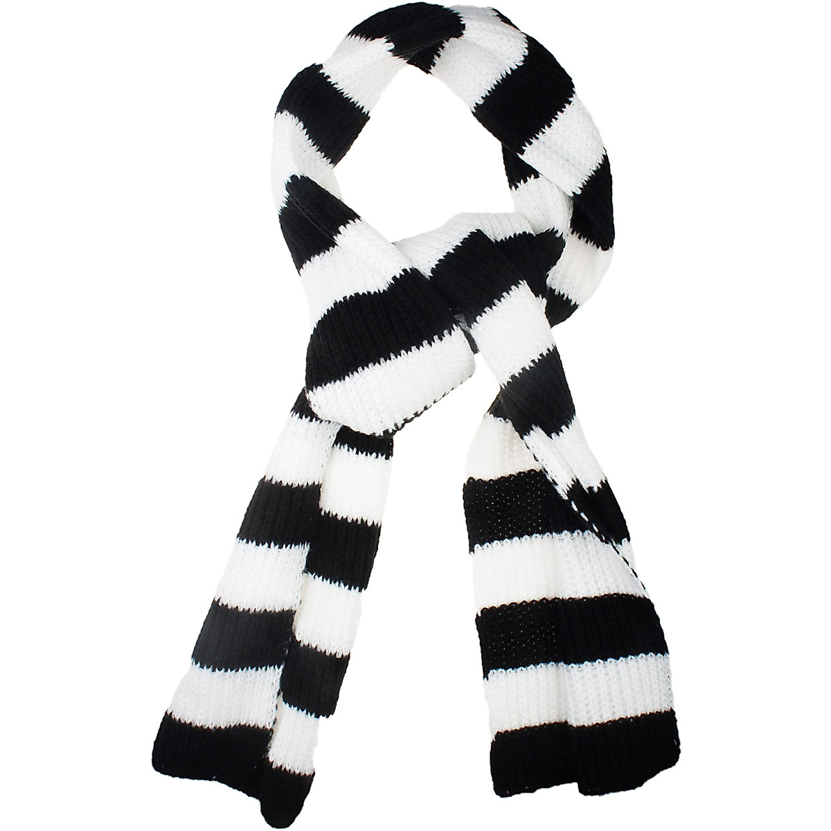 VIVIAN & VINCENT Fall Winter Ultra Soft Knit Striped Scarf for Women Men Boys Girls Christmas Black White