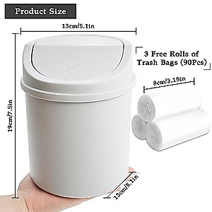 Dotbengc Mini Desk Trash Can with 90 Trash Bags, Small Garbage Can, Countertop Trash Can, Tiny Waste Basket for Bathroom Desktop Bedroom Kitchen Office Table