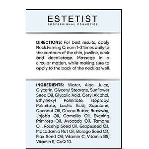 Neck Firming Cream for Tightening & Lifting Sagging Skin - Double Chin Reducer - Anti Wrinkle Anti Aging Treatment for Neck & Décolleté - Crepe Skin Repair for Chest - With Vitamin C & Coconut Oil