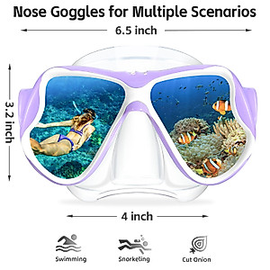 Freela Swimming Goggles Adult Swim Goggles with Nose Cover for Men Women Youth 180°Wide View Soft Silicone Skirt No Leak Open Water Pool Goggles Underwater Clear Scuba Snorkel Diving Mask for Beach