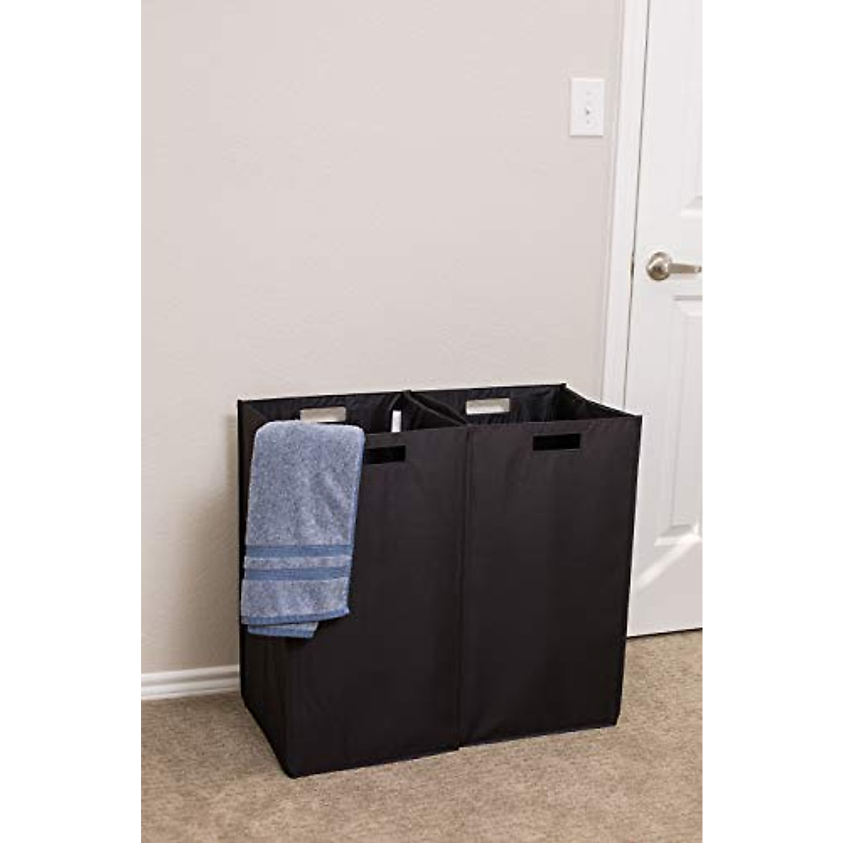 Internet's Best Collapsible Laundry Hamper - Set of 2 - Dirty Clothes Sorter with Handles - Magnetic Side - Easy Storage - Folding - Black