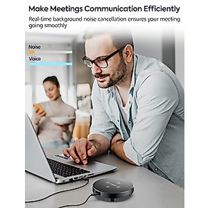 CMTECK USB Speakerphone, Conference Microphone for Home Office, Crystal Clear 360º Voice Pickup, Plug and Play, LED Indicator, Perfect for Zoom, Skype, Podcasting