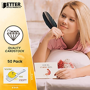 Better Office Products 50 Pack Funny Thank You Cards, 4 x 6 in with Envelopes, Funny Pun Notecards, 10 Cover Designs, 50 Count Boxed Set