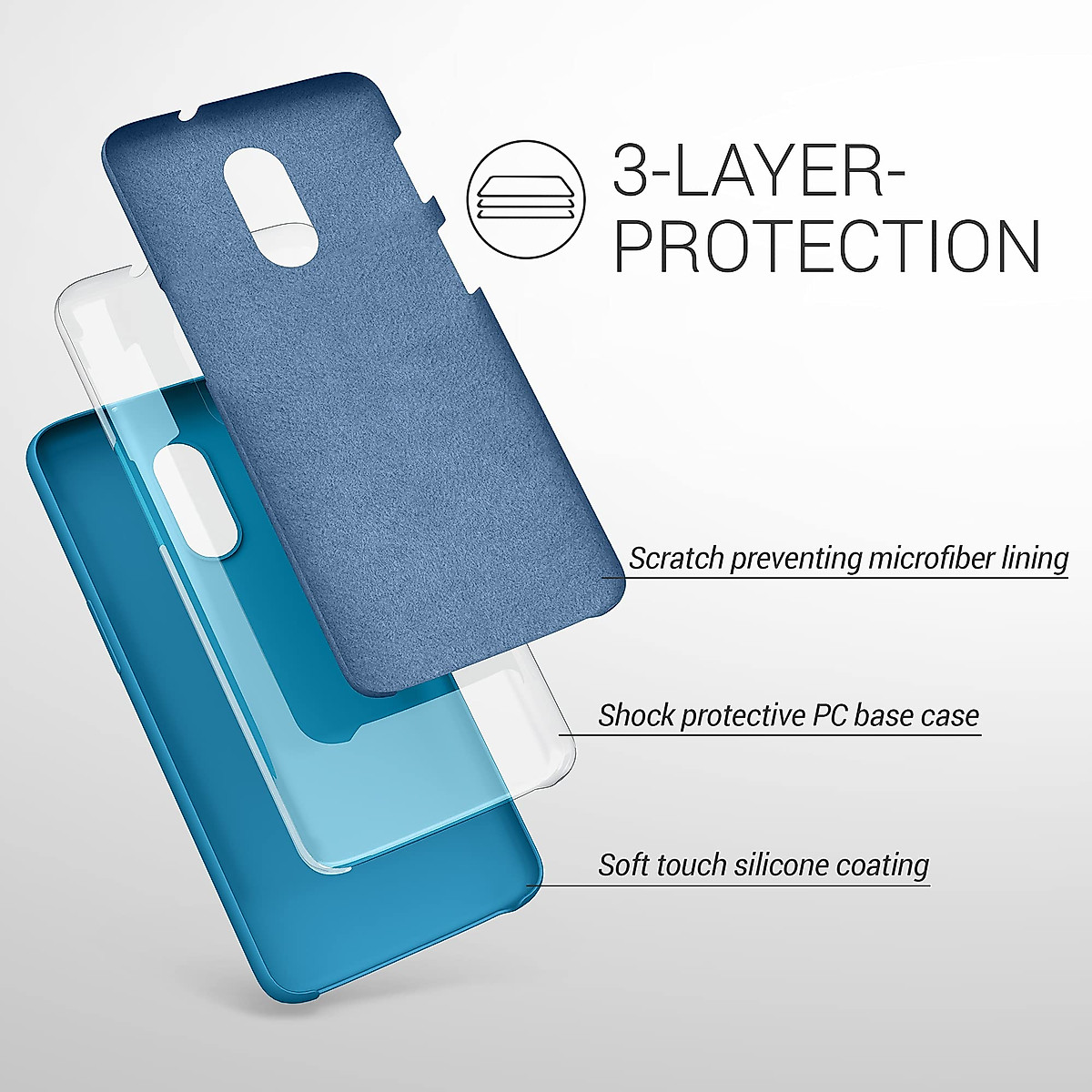 kwmobile Case Compatible with OnePlus 6T Case - TPU Silicone Phone Cover with Soft Finish - Caribbean Blue