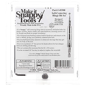 Set of 3 Snappy Tools Hinge Bits - 5/64", 7/64", 9/64" Spring Loaded Self Centering. Made In The USA.