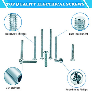 T.K.Excellent #8x1/2 to #8x2 Machine Screws Assortment Kit Electrical Outlet Screws Fully Threaded Phillips Drive, 370 Pcs