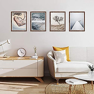 Q.Hou 16x20 Picture Frame Wood Patten Rustic Brown Puzzle Frame Set of 2, Wall Hanging, Smooth Molding & Acrylic Cover, Great for Art Prints, Poster, Mural and Picture (QH-PF16X20-BR)