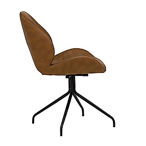 Calico Designs Devonport Swivel Armless, No Casters, Home Office Accent Chair in Black Metal 4-Star Base/Anitque Spotted Copper Faux Leather with Stitch Detail