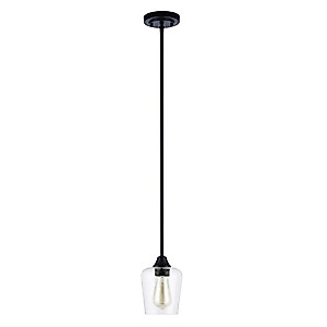 Hampton Bay Lighting Pavlen 1-Light Bronze Pendant with Clear Glass Shade
