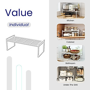 Countertop Organizer and Storage Shelf Rack for Kitchen, Cabinet, Pantry, Office and Bathroom. Rust Resistant and Non Slip (White, L20 W8.25 H9.5)