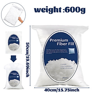 Bupete 600g/21oz Polyester Fiber Fill, Premium Fiber Fill Stuffing, Fluff Stuffing High Resilience Fill Fiber for Stuffed Animal Crafts, Pillow Stuffing, Cushion Stuffing