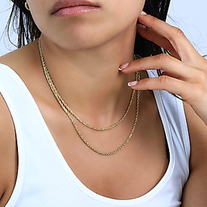 Nuragold 10k Yellow Gold 2mm Solid Rope Chain Diamond Cut Pendant Necklace, Mens Womens Jewelry 16" 18" 20" 22" 24" 26" 28" 30"