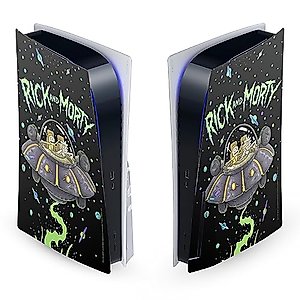 Head Case Designs Officially Licensed Rick and Morty The Space Cruiser Graphics Vinyl Faceplate Sticker Gaming Skin Decal Cover Compatible with Sony Playstation 5 PS5 Disc Edition Console