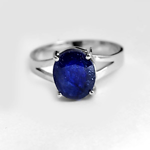 5.10 Carat Natural Blue Sapphire Gemstone 925 Sterling Silver Handmade Engagement Wedding Ring Gemstone bezel Set Handmade Rings Mother's Day Gift
