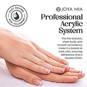 Joya Mia Acrylic Powder for Nails, MMA-Free, Super Adhesion Professional Powder for Flawless & Long-Lasting Nail Enhancements, Easy Application, Vibrant & Stunning Colors - Soft Pink, 1 oz