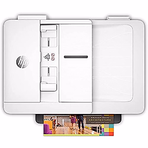 HP OfficeJet Pro Series Wide Format All-in-One Printer with Wireless Printing, Print Scan Copy Fax, Auto 2-Sided Printing, 512MB, 34 ppm, Compatible with Alexa - White