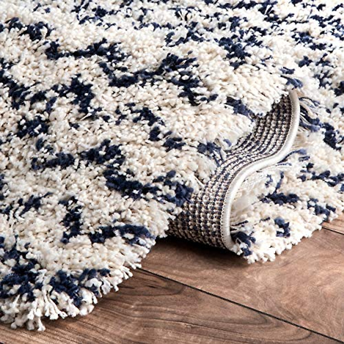 nuLOOM Cuellar Chevron Shag Area Rug, 8' 10" x 12', Navy