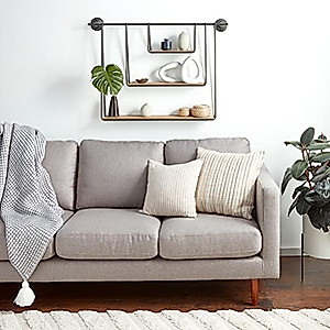 KALALOU Wood and Metal Triple Hanging Shelf, One Size, Gray