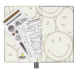 Moleskine Limited Edition Smiley Positivity Planner, Hard Cover, Large (5" x 8.25"), Undated Planner, Black, 240 Pages
