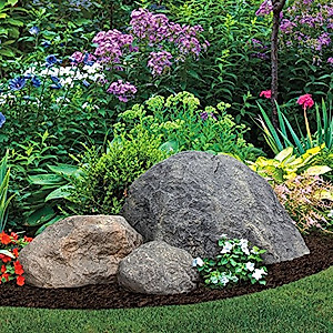 Outdoor Essentials Outdoor Faux Rock Cover - for Landscaping, Yard Décor, & Gardens - Water-Proof, Lightweight, Wind-Resistant, Grey, Small