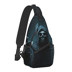 DZUAIKIT Sling Backpack Grim Reaper Reaching Print Crossbody Shoulder Sling Bag For Men & Women