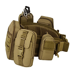 Tactical MOLLE Pouches Attached Utility Pouches Small Multipurpose Tactical Belt EDC Gadget Gear Belt - Black