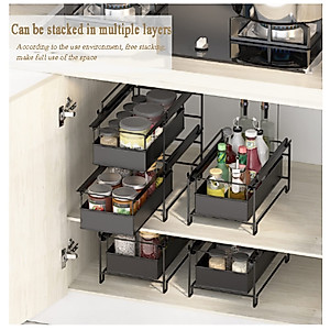 LEAYAN Under Sink Storage Cabinet Organizer Drawer, Sink Organizer Cabinet Organizer for Kitchen Bathroom Storage Under Sink Rack Shelf, White 39.5x24.5x18.5cm