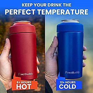 Frost Buddy Emergency Police - Firefighter Universal Can Cooler - Stainless Steel Can Cooler for 12 oz & 16 oz Regular or Slim Cans & Bottles - Stainless Steel Custom…… (PoliceDistressedFlag)