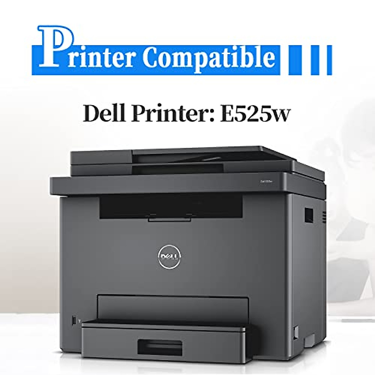 E525w Toner Cartridges Compatible Replacement for Dell E525W Toner Cartridges Dell E525W 525W E525 Printer Toner for 593-BBJX,593-BBJU,593-BBJV,593-BBJW-5 Pack:2X Black,1x Cyan,1 xMagenta,1xYellow