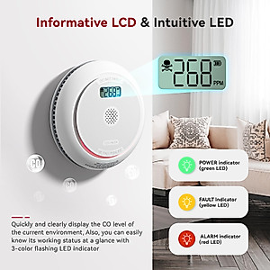 Siterlink Smart Smoke and Carbon Monoxide Detector Combo with Digital Display, 2 in 1 WiFi Fire and CO Alarm Detector, Replaceable Battery, Real-Time Notification, UL217 UL2034, 5 Pack