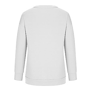 LAWOR Cropped Sweatshirt 2023 Fall Sudadera en forma de corazón mujer Patrón de libélula Impresión Jersey manga larga Sudadera Cuello redondo Otoño V4-White X-Large