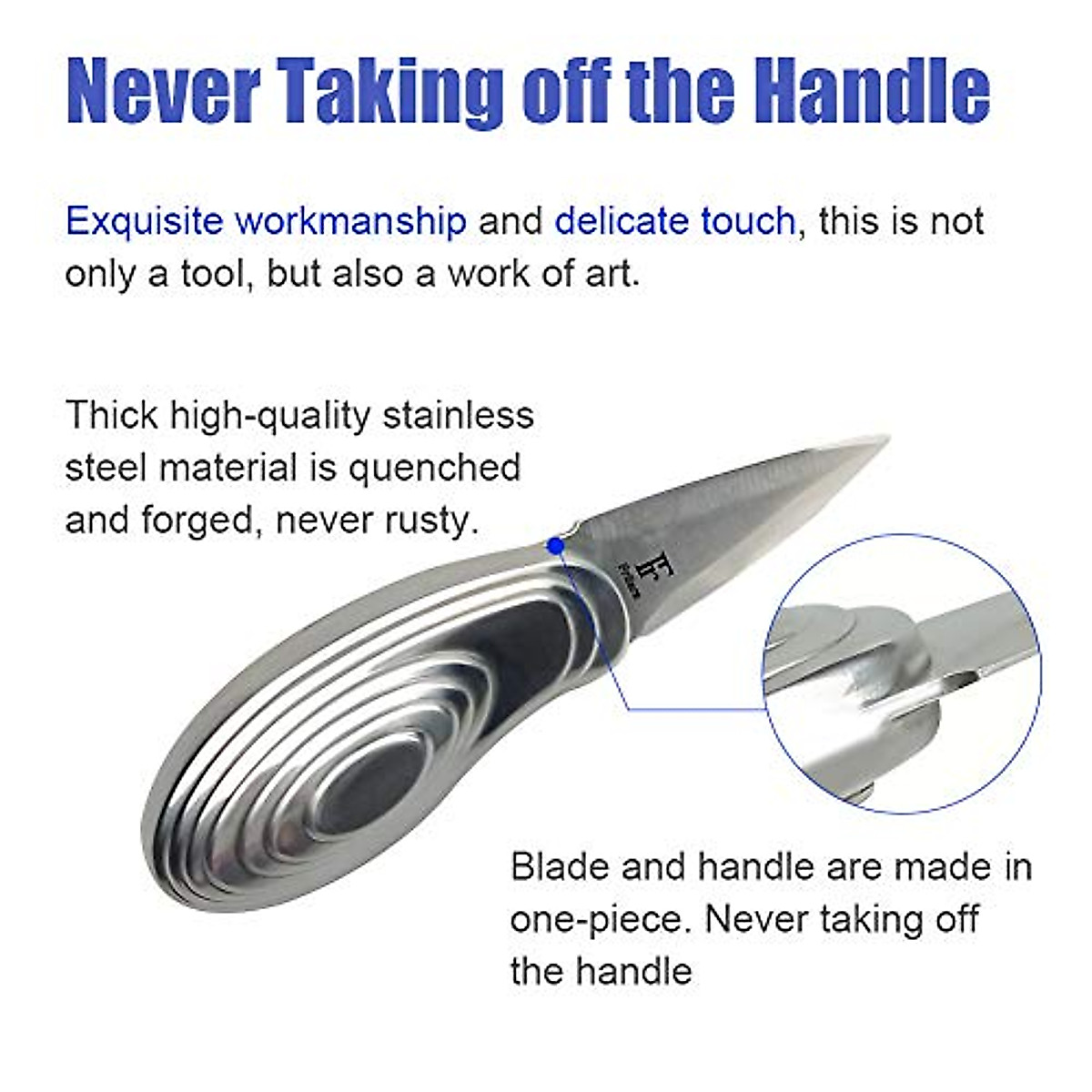 FrSara Oyster Shucking Knife, Oyster Shucker, Ergonomic Three-Dimensional Oyster Shaped Handle, Strong Grip. Any Oyster and Other Shellfish Can be Opened Easily. Comes with Flannel Storage Bag.