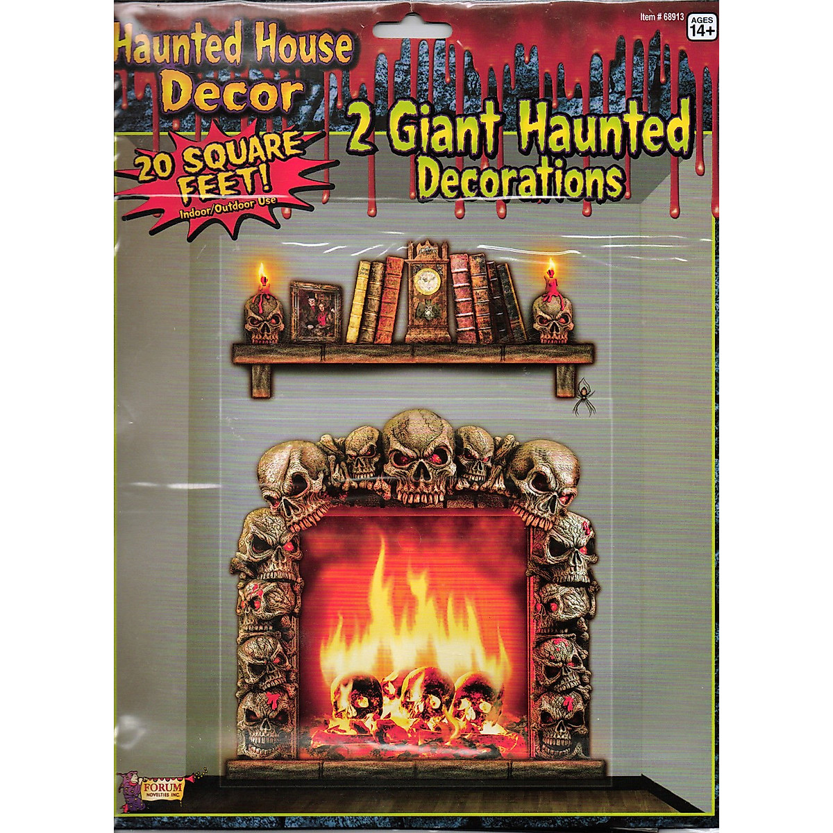 Gothic 4x5 FIREPLACE SKULLS WALL DECORATION Halloween Haunted House Scene Setter
