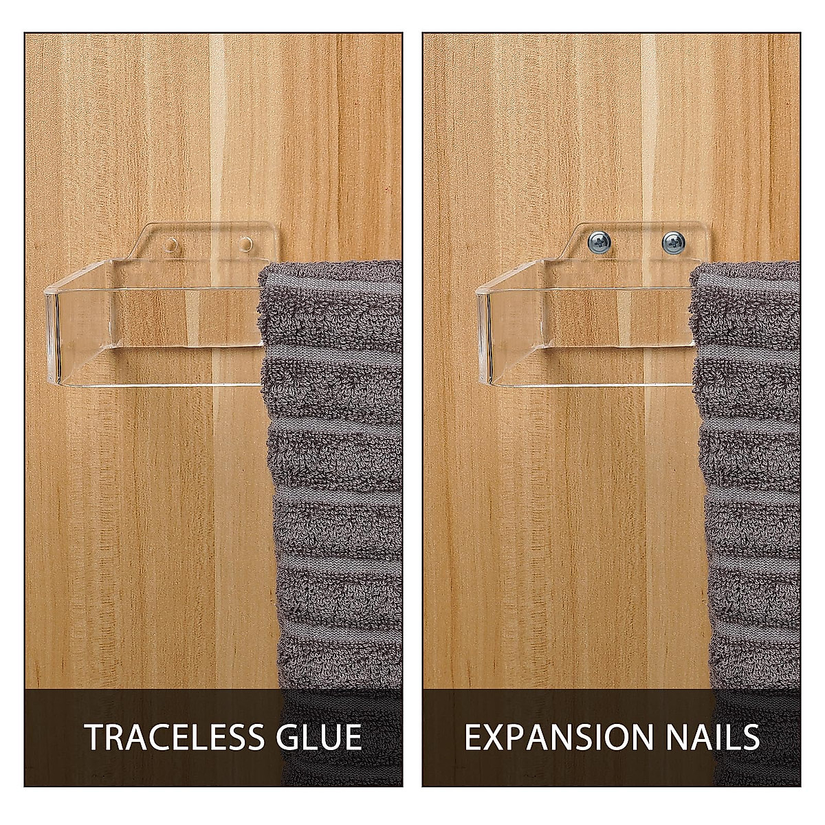 12.6Inches Hand Towel Holder, Self Adhesive Towel Rack for Bathroom Wall Mounted, Acrylic Towel Hanger (Clear)