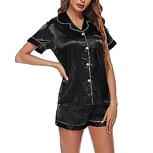 Silk Pajamas For Women, Summer Pajamas, Button Up Pajamas, Women’s Pajamas Sets Black