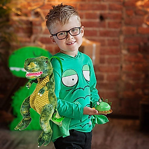 ArtCreativity Plush T-Rex Backpack for Kids, 1PC, Dinosaur Bag for Kids with Adjustable Straps and Zipper, Cool Dinosaur Costume Accessories for Boys and Girls, Dinosaur Gifts for Boys and Girls