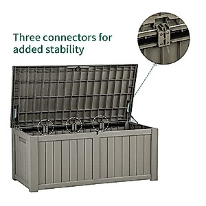 YITAHOME 120 Gallon Outdoor Storage Deck Box, Large Resin Patio Storage for Outdoor Pillows, Garden Tools and Pool Supplies, Waterproof, Lockable (Light Brown)