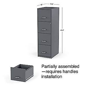 STAPLES 2806663 4-Drawer Vertical File Cabinet Charcoal Letter 18-Inch D (52148)