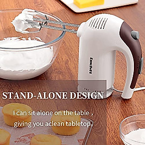 DmofwHi Hand Mixer Electric,5-Speed Mixer Electric Handheld with 6 Stainless Steel Accessories and Storage Case, Electric Mixer for Cake, Cream, Brownies(White)