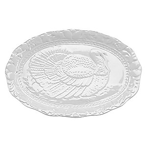 HIC Kitchen Turkey Embossed Serving Platter, Fine White Porcelain, Oversized