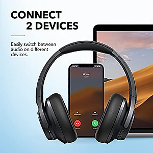Soundcore by Anker Life Q20+ Active Noise Cancelling Headphones, 40H Playtime, Hi-Res Audio, App, Connect to 2 Devices, Memory Foam Earcups, Bluetooth Headphones for Travel, Home Office